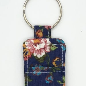 Navy Large Floral Key Fob and Chapstick Holder Key Chain Bundle - Etsy