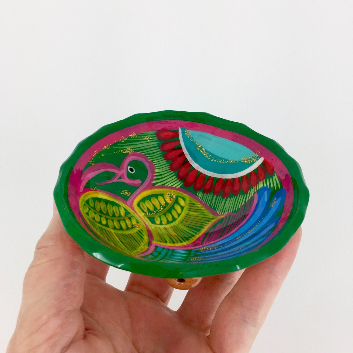 Vintage . MEXICAN FOLK ART Hand Painted Three Footed Story - Etsy