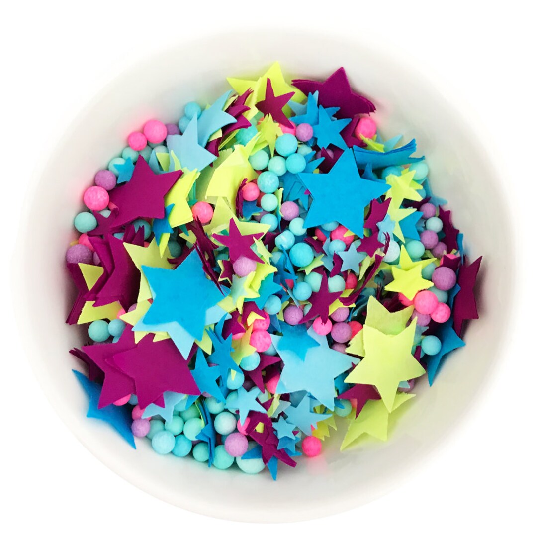 Star Shaped Confetti and Colored Foam Beads, Party Decoration, Confetti ...