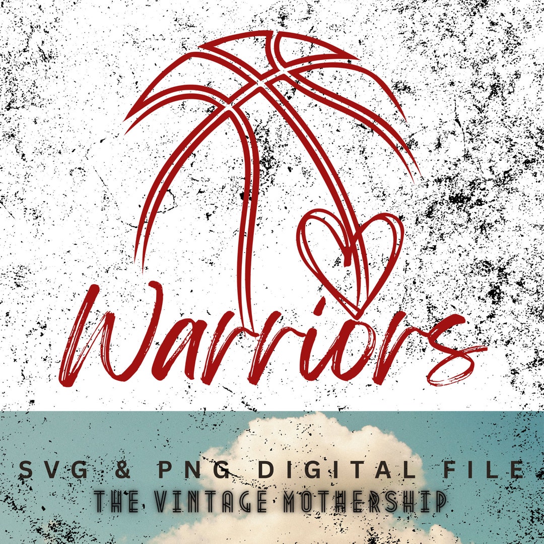 Warriors Basketball | RED | PNG | Digital File | Heart | Script ...