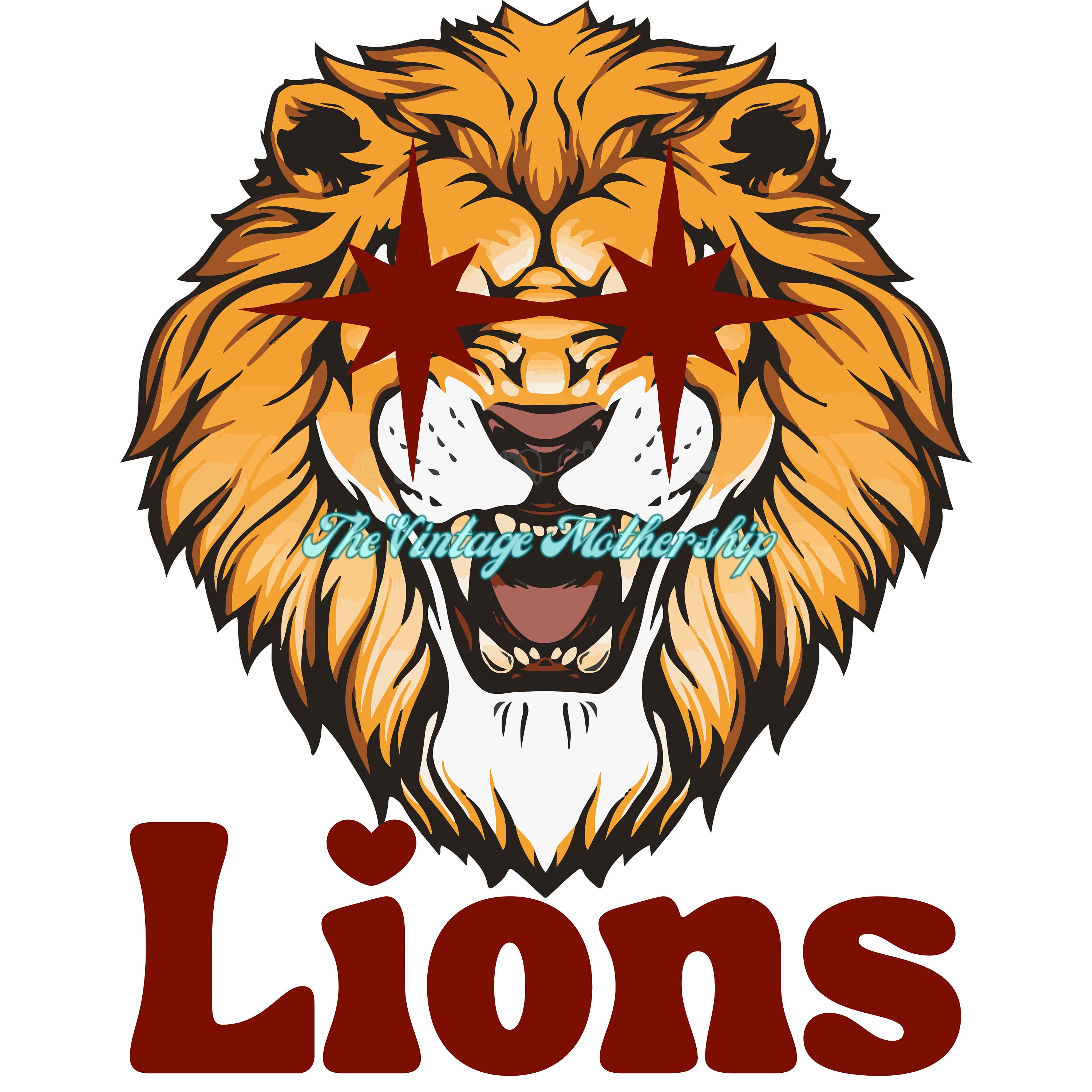 Lions Red Maroon PNG Digital File Starburst Star - Etsy
