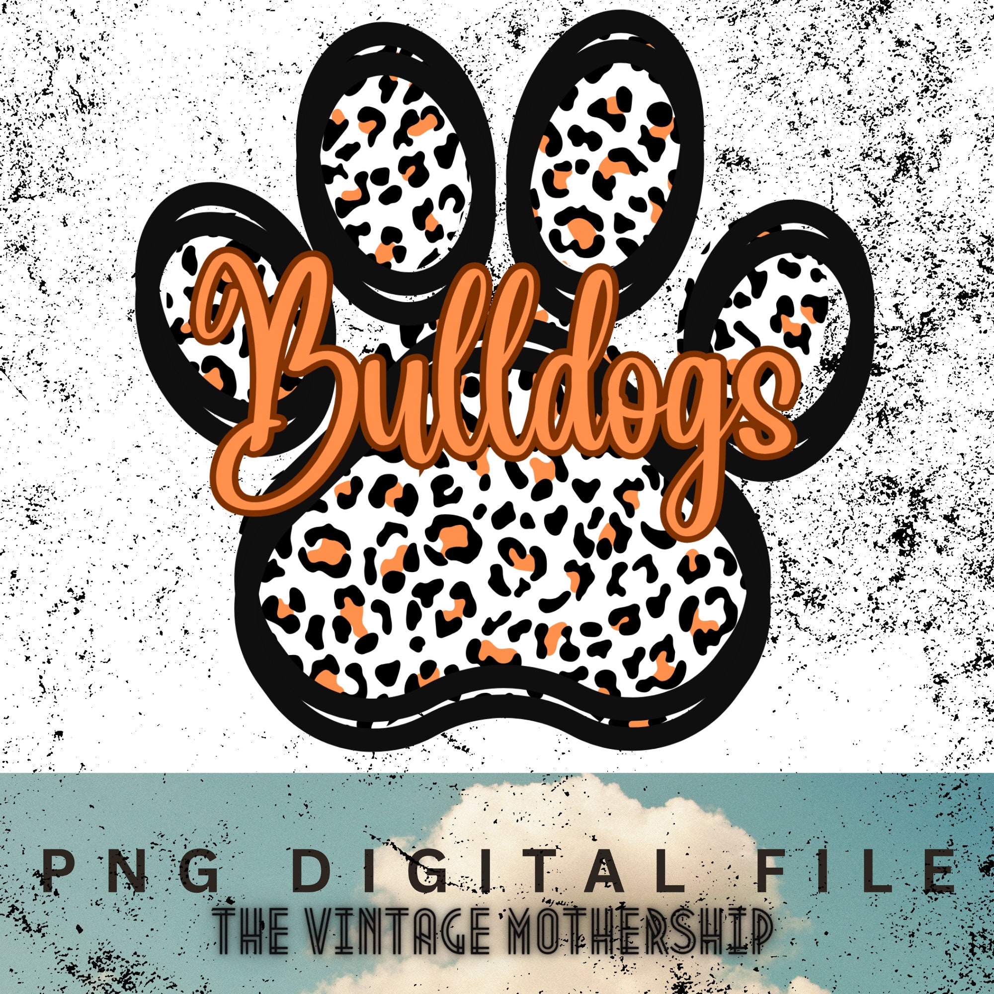 Bulldogs Leopard Paw Print | PNG | Digital File | Orange | Black ...
