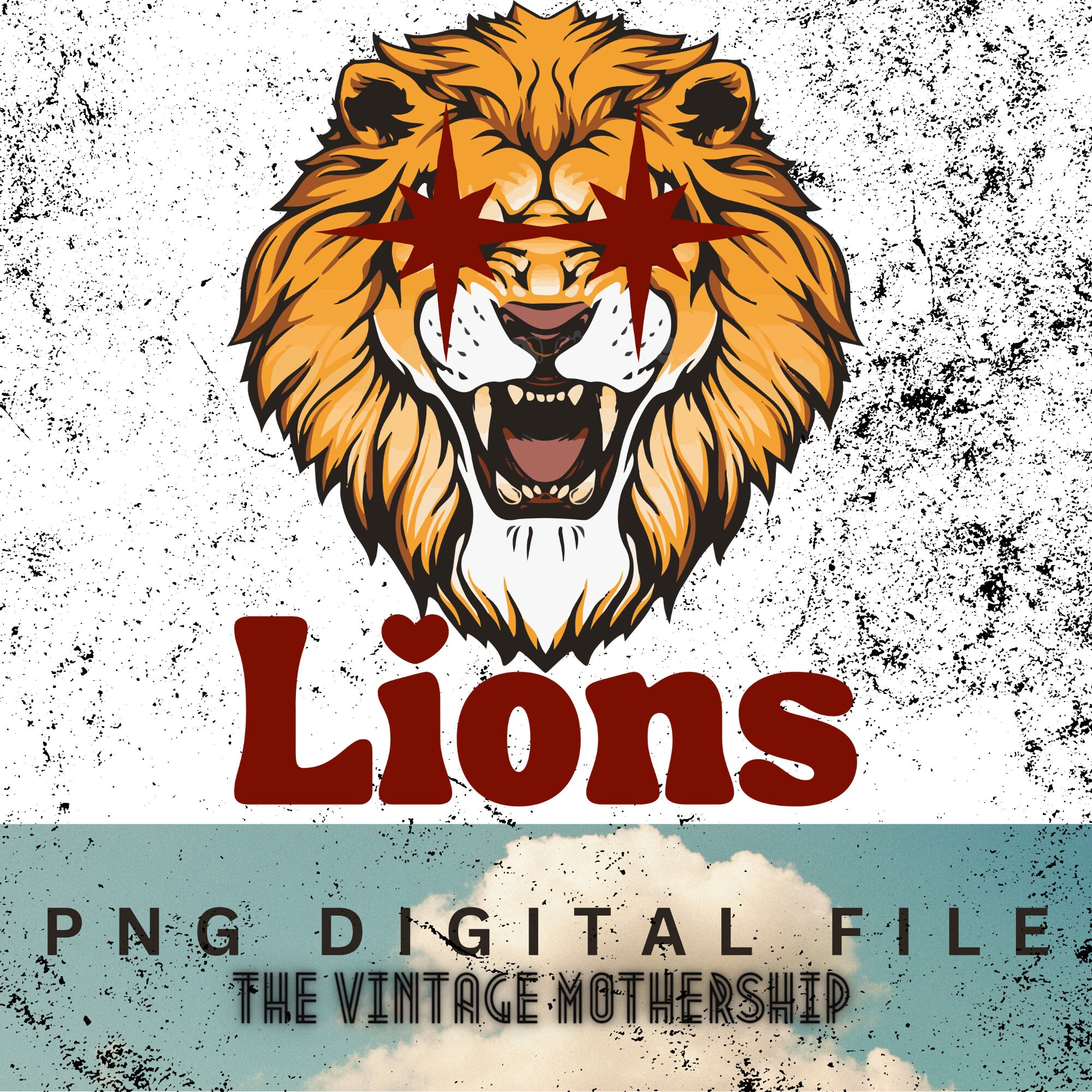 Lions | Red | Maroon | PNG | Digital File | Starburst | Star Eyes ...
