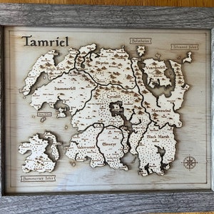 Tamriel Map | Laser Engraved | Cosplay | Gift for Him | Gift for Her ...