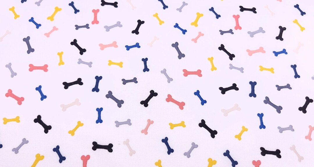 Colorful Dog Bones on White 100% Cotton Fabric Fat Quarter - 18 Inches ...