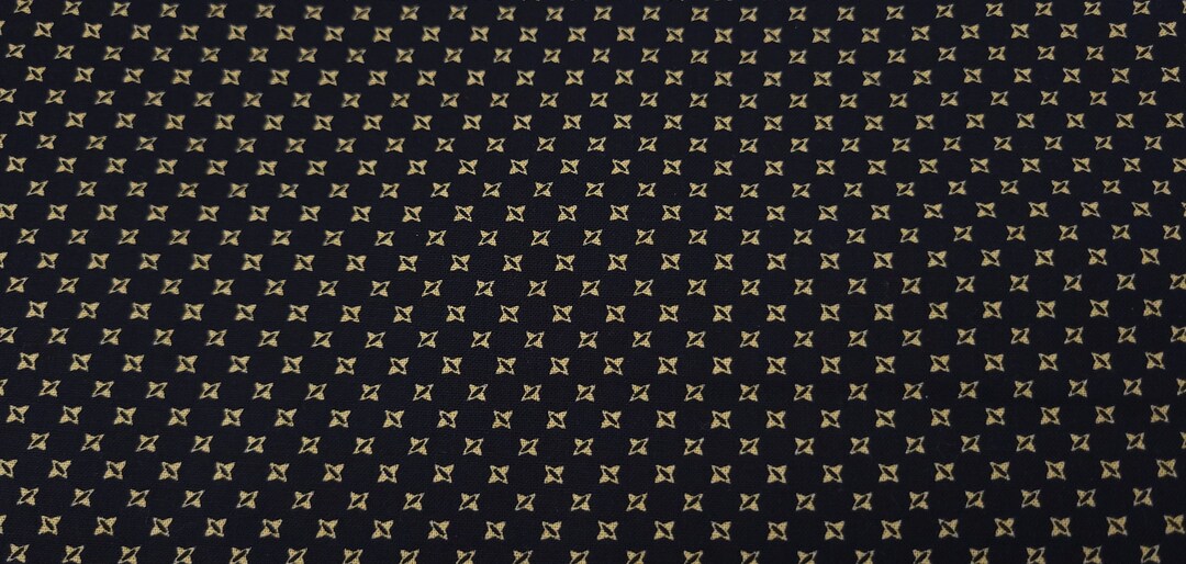 Gorgeous Decorative Gold Diamond Shapes on Black - 100% Cotton Fabric ...