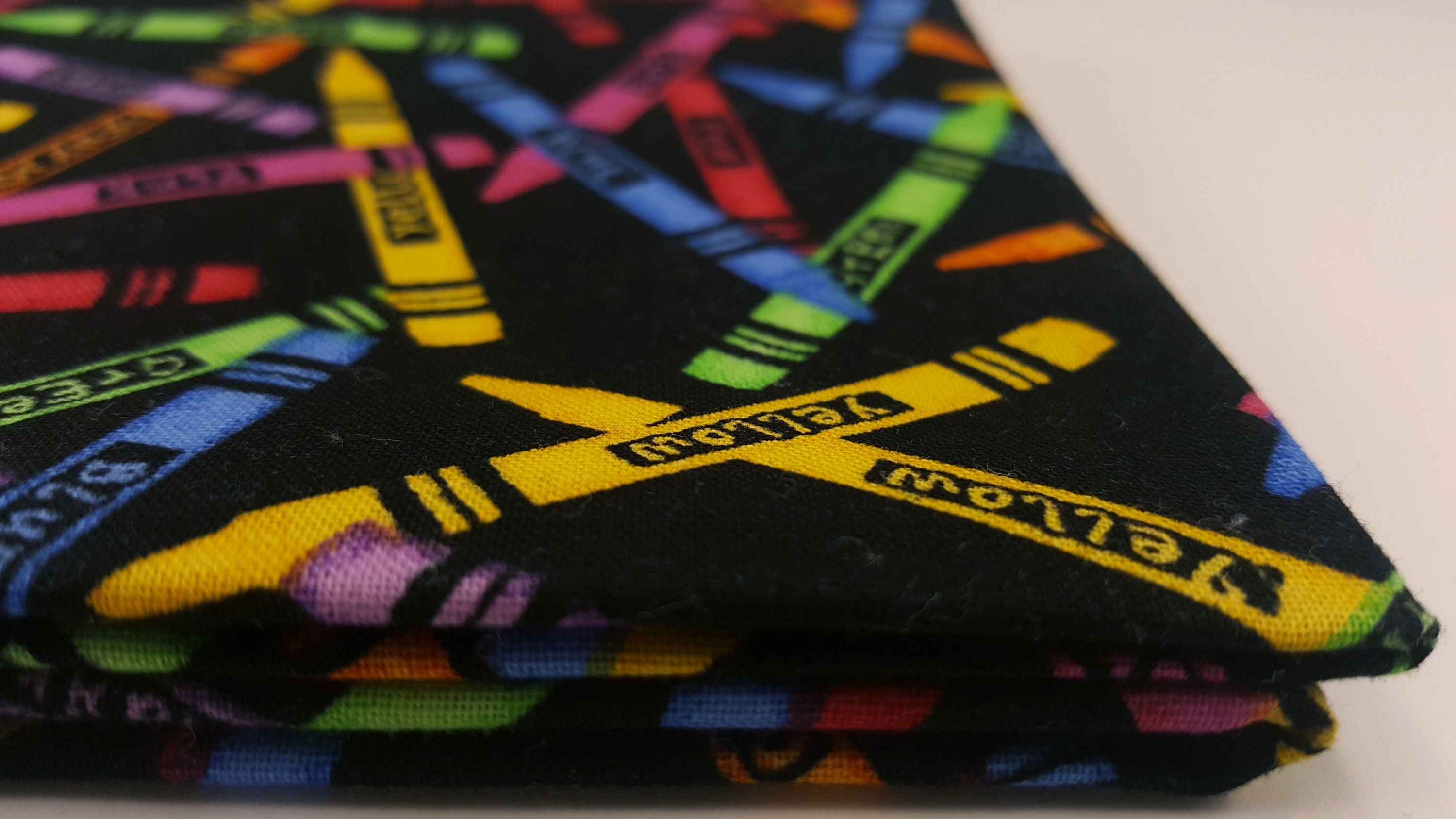 Colorful Crayons on Black Cotton Fat Quarter, 18" X 21" - Etsy