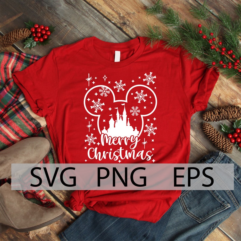 Mickey Head With Castle Christmas - Etsy