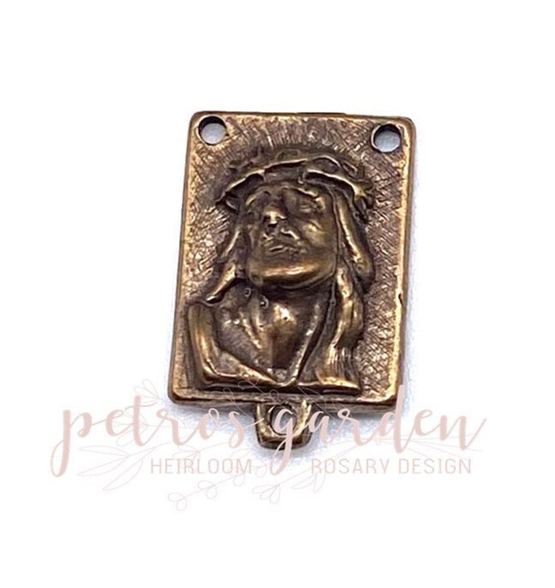 Solid Bronze HOLY FACE of JESUS Scapular Rosary Centerpiece Rosary ...