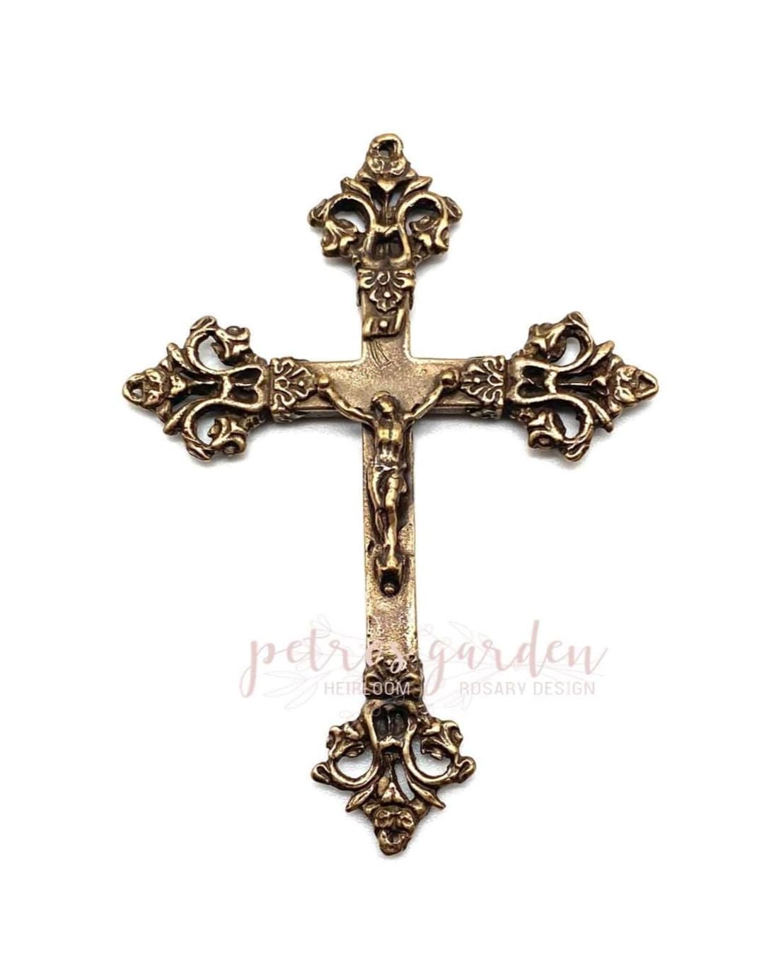 Solid Bronze French Victorian Crucifix: Antique Reproduction Catholic ...