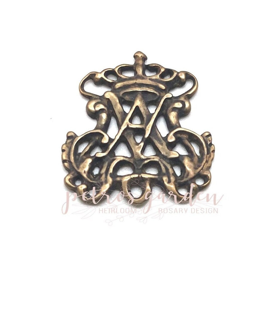 Solid Bronze AUSPICE MARIA Centerpiece Rosary Center Rosary Parts ...
