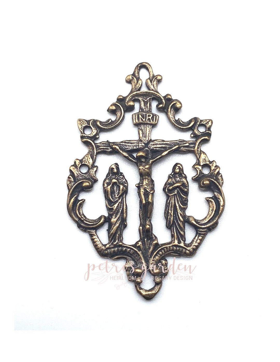 Solid Bronze ORNATE FOOT of the CROSS Crucifix Rosary Parts Catholic ...