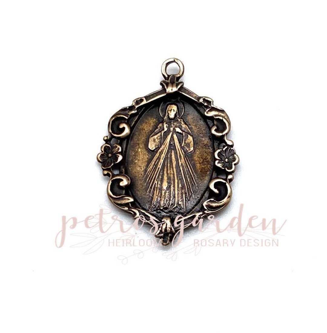 Solid Bronze DIVINE MERCY CAMEO Catholic Medal Catholic Pendant Jewelry ...