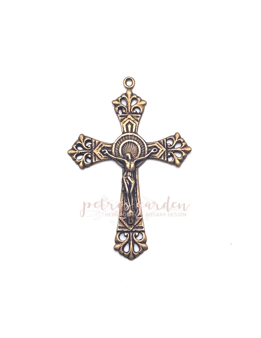 Solid Bronze DOUBLE NIMBUS Crucifix Rosary Crucifix Rosary Parts ...