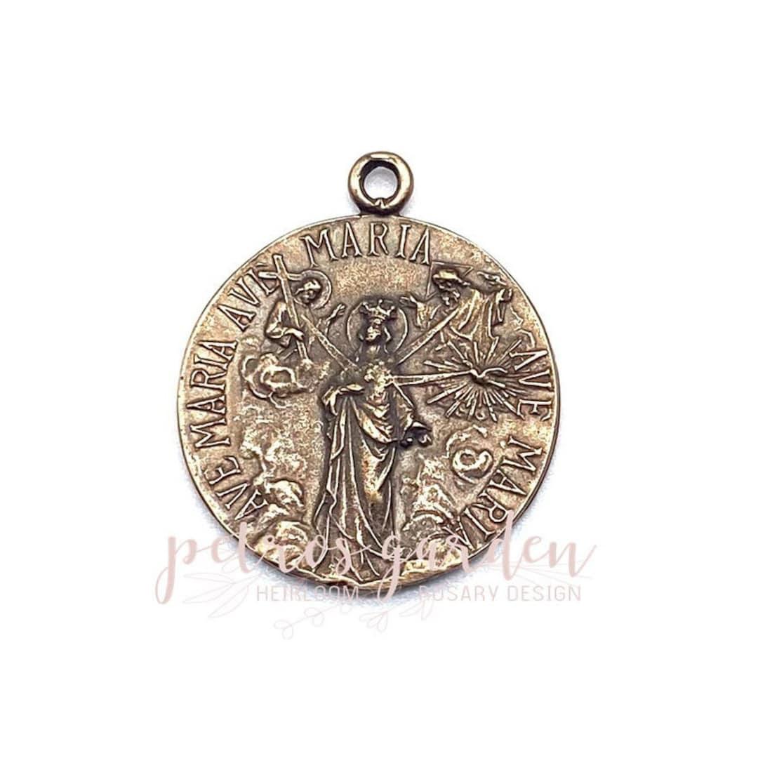 Solid Bronze STEP BACK SATAN 3 Hail Mary's Catholic Medal Pendant ...