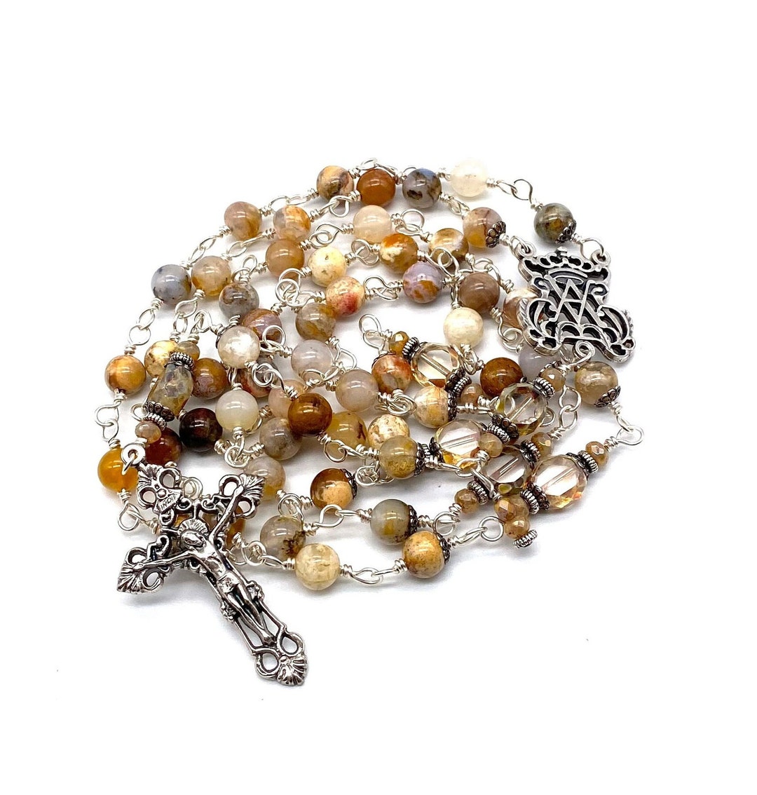 Rosary Beads Heirloom Catholic Rosary Wire Wrapped Silver - Etsy