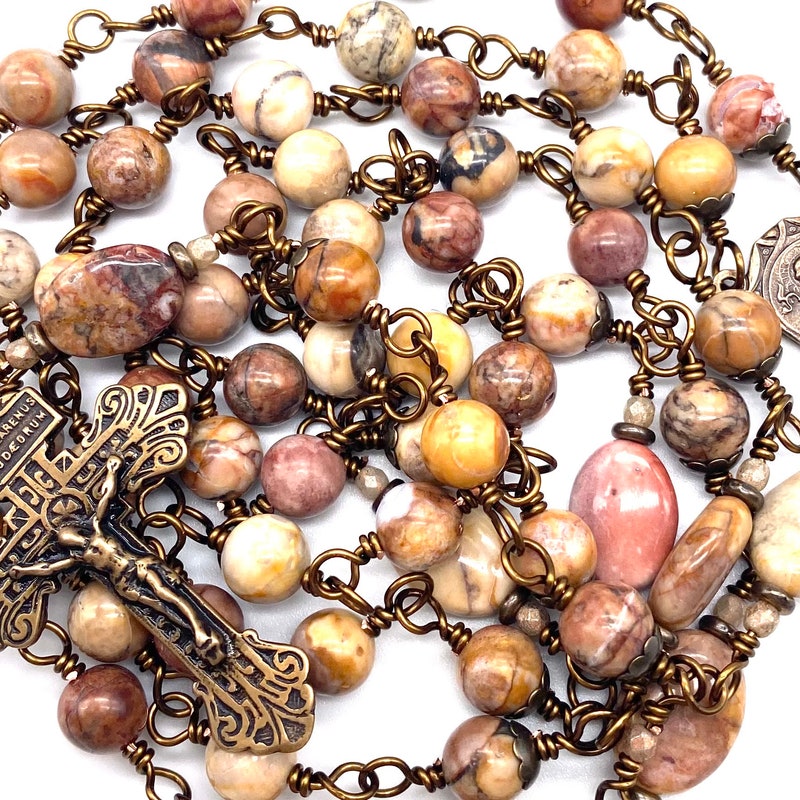 Wire Wrapped Jasper Rosary - Etsy UK