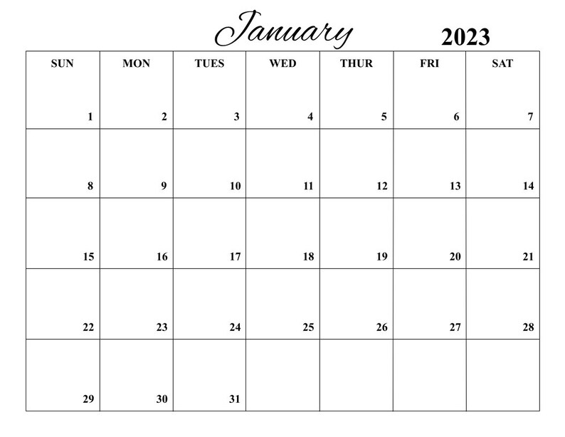 Printable 2023 Monthly Calendar January-december 12 Pages - Etsy