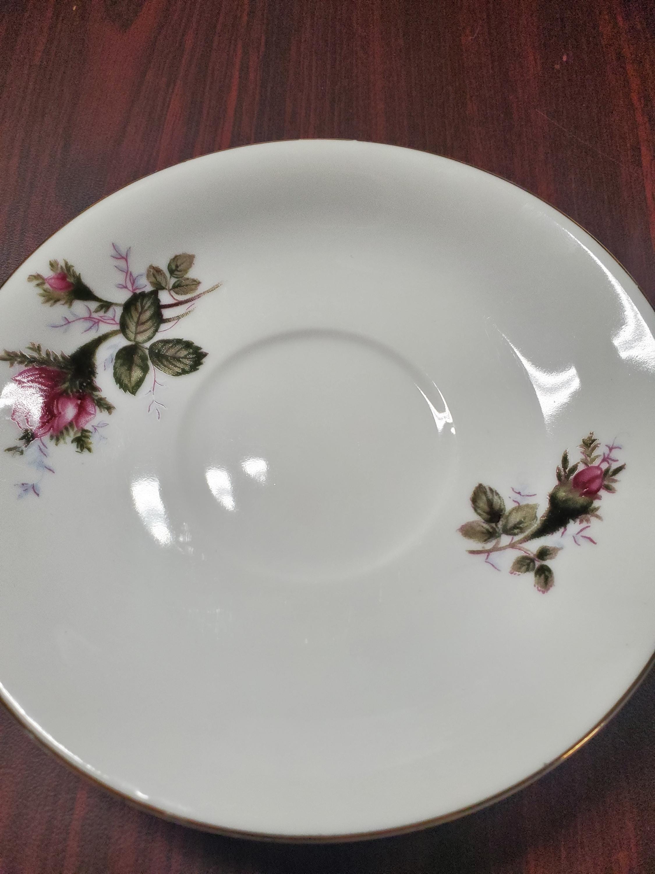 VINTAGE Fine China Moss Rose Pattern | Saucer - Etsy