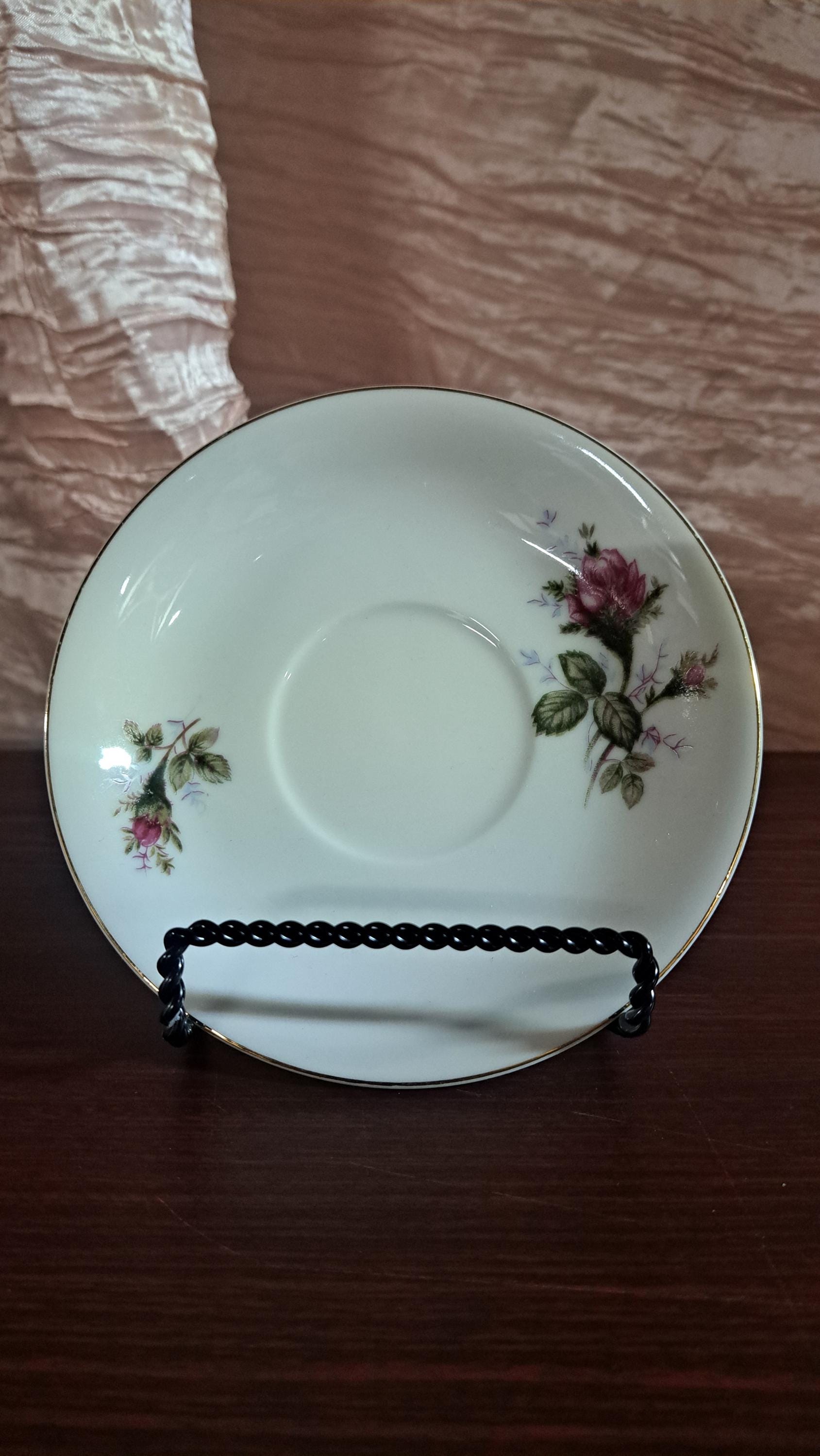 VINTAGE Fine China Moss Rose Pattern | Saucer - Etsy
