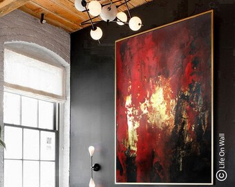 Red Gold Painting | Etsy