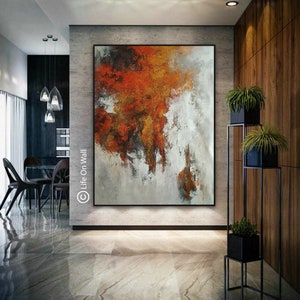 Original Textured Abstract Painting Ochre Orange White Gray - Etsy