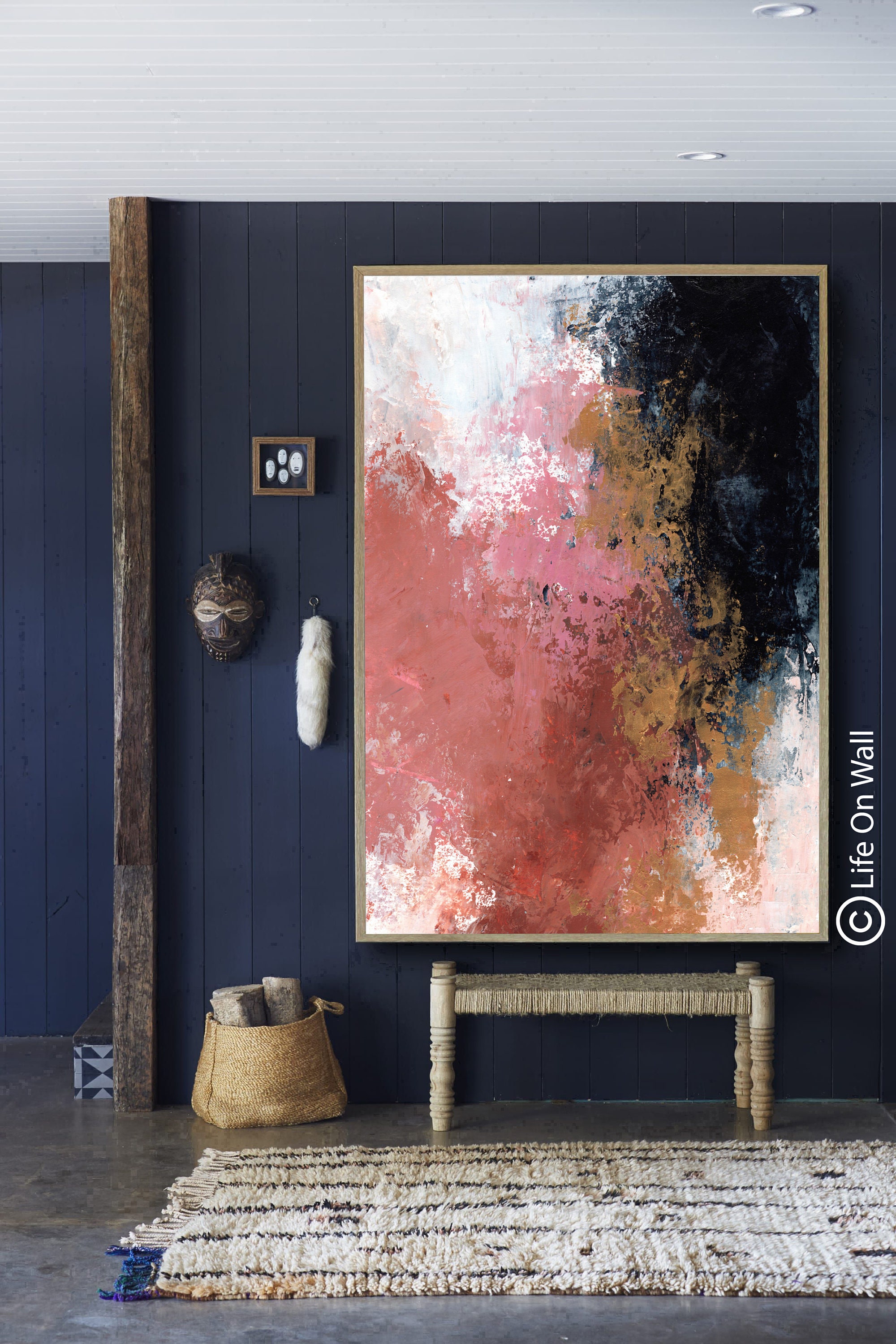 Hand Painted Original Abstract Painting brown peach ochre | Etsy