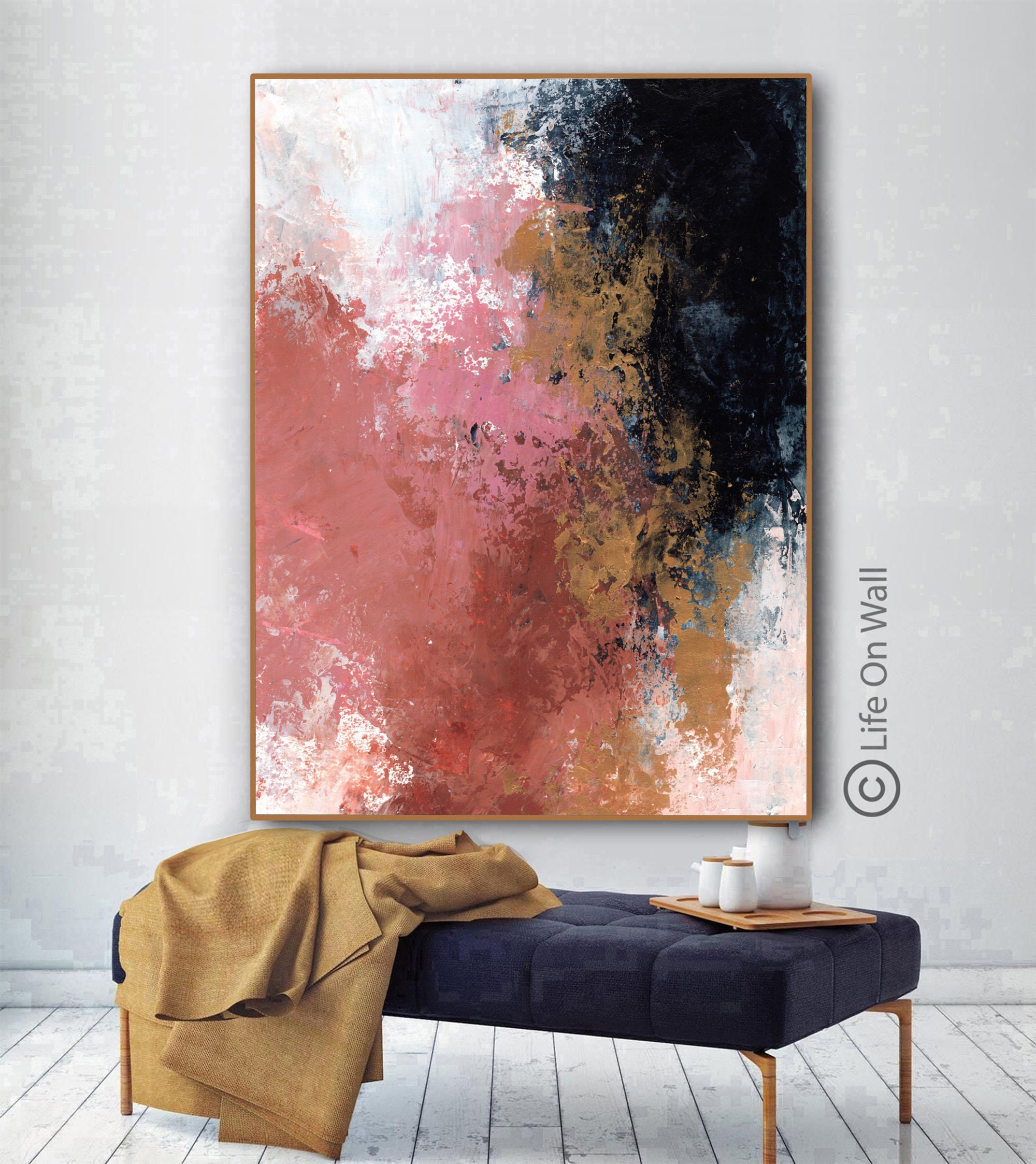 Hand Painted Original Abstract Painting brown peach ochre | Etsy