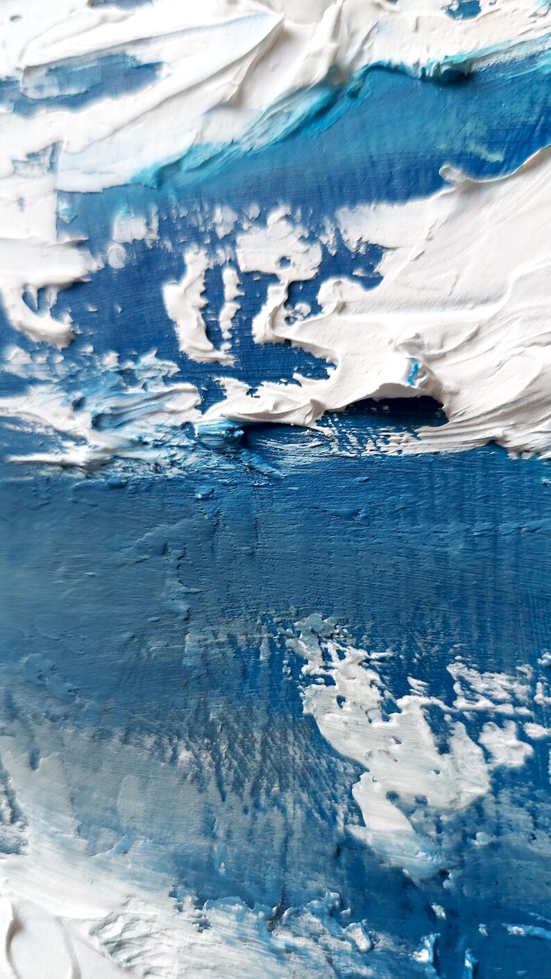 Original Impasto Ocean Wave Painting | Textured Coastal Wall Decor Art ...