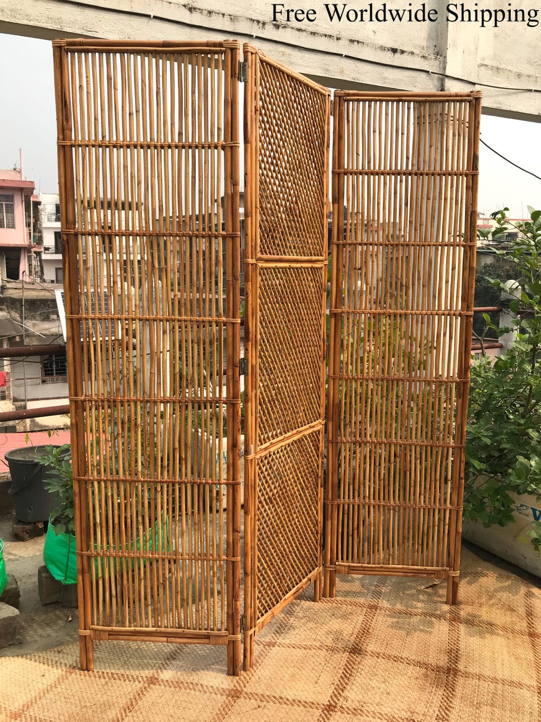 Handcrafted Cane Partition | 3-fold Cane Room Divider | Rattan Cane ...