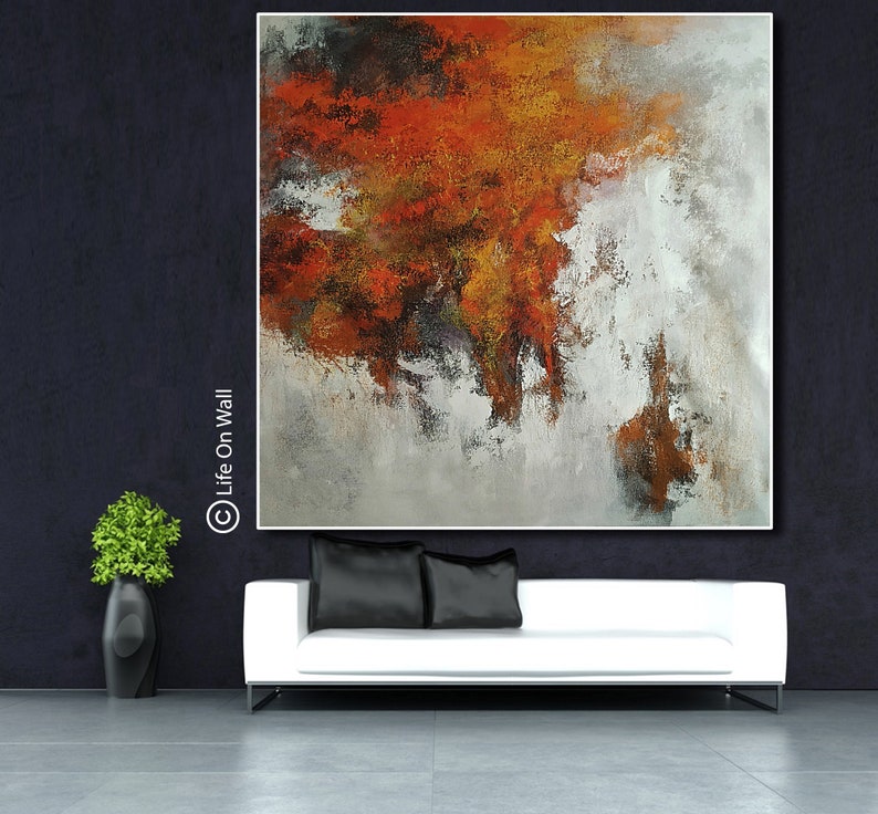 Original Textured Abstract Painting Ochre Orange White Gray - Etsy