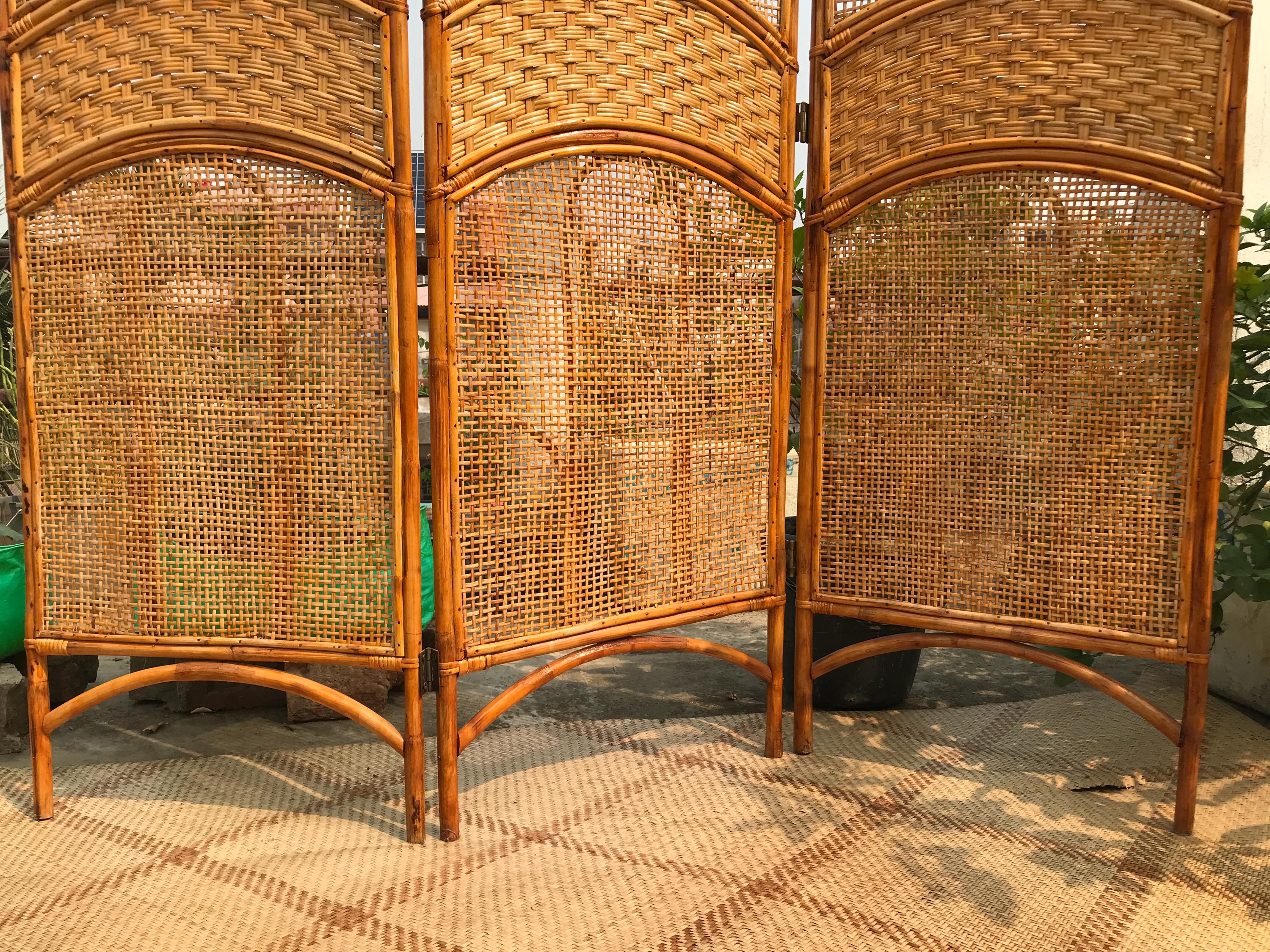 Rattan Cane Living Room Divider | 3 Panel Foldable Partition 6ft ...