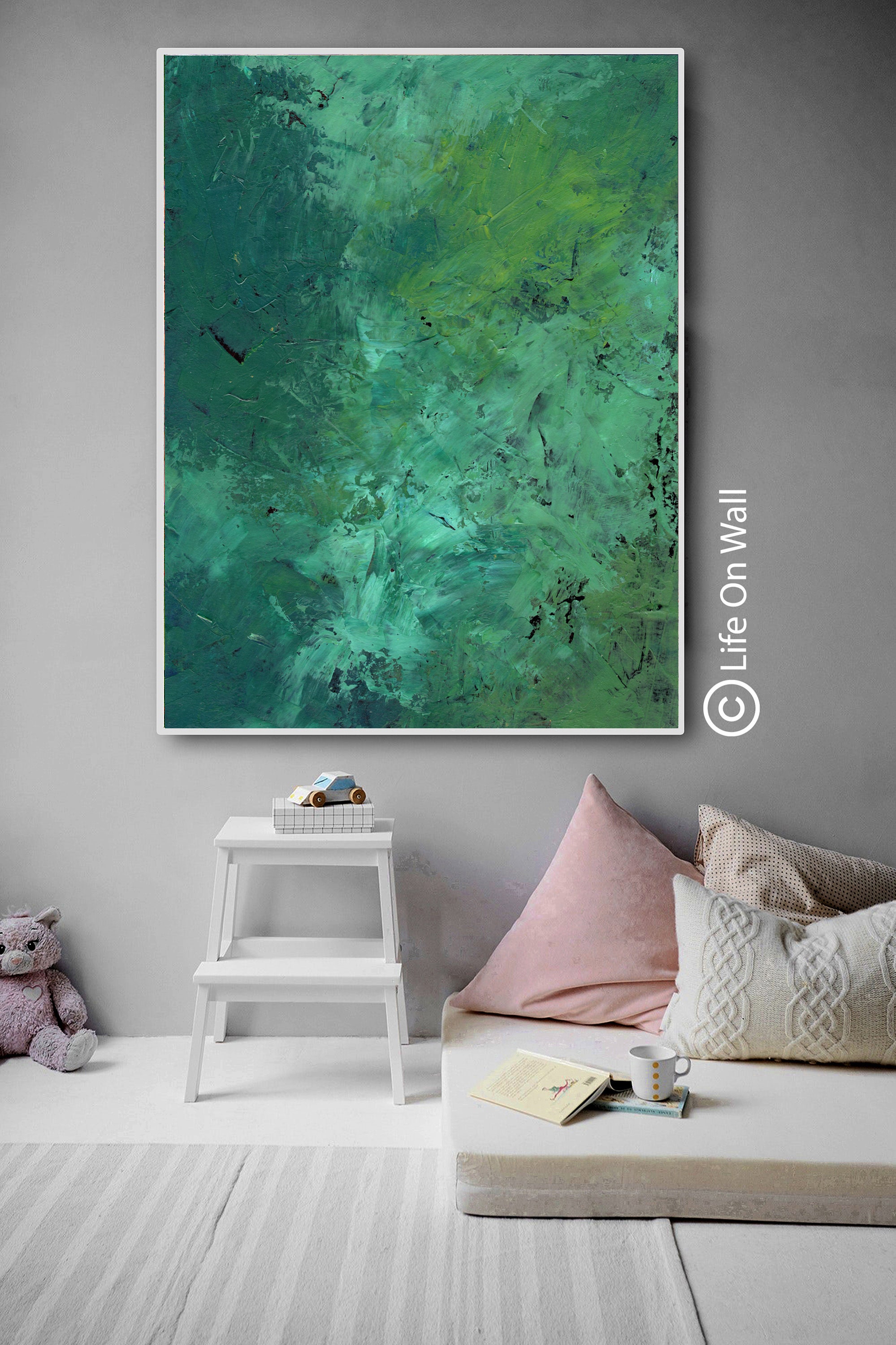 Abstract Painting Green / Shades of Green Abstract Art | Etsy