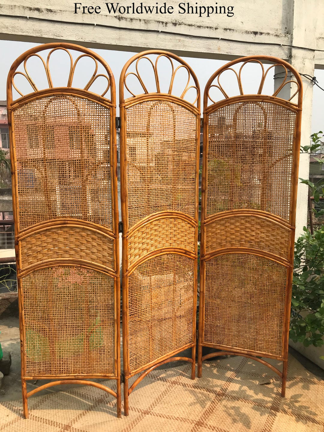 Rattan Cane Living Room Divider | 3 Panel Foldable Partition 6ft ...