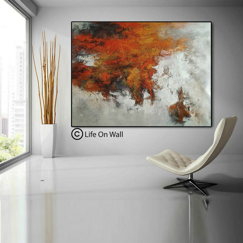 Original Textured Abstract Painting Ochre Orange White Gray - Etsy