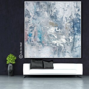 Silver Leaf Abstract Artwork Blue White Gray Silver Foil - Etsy