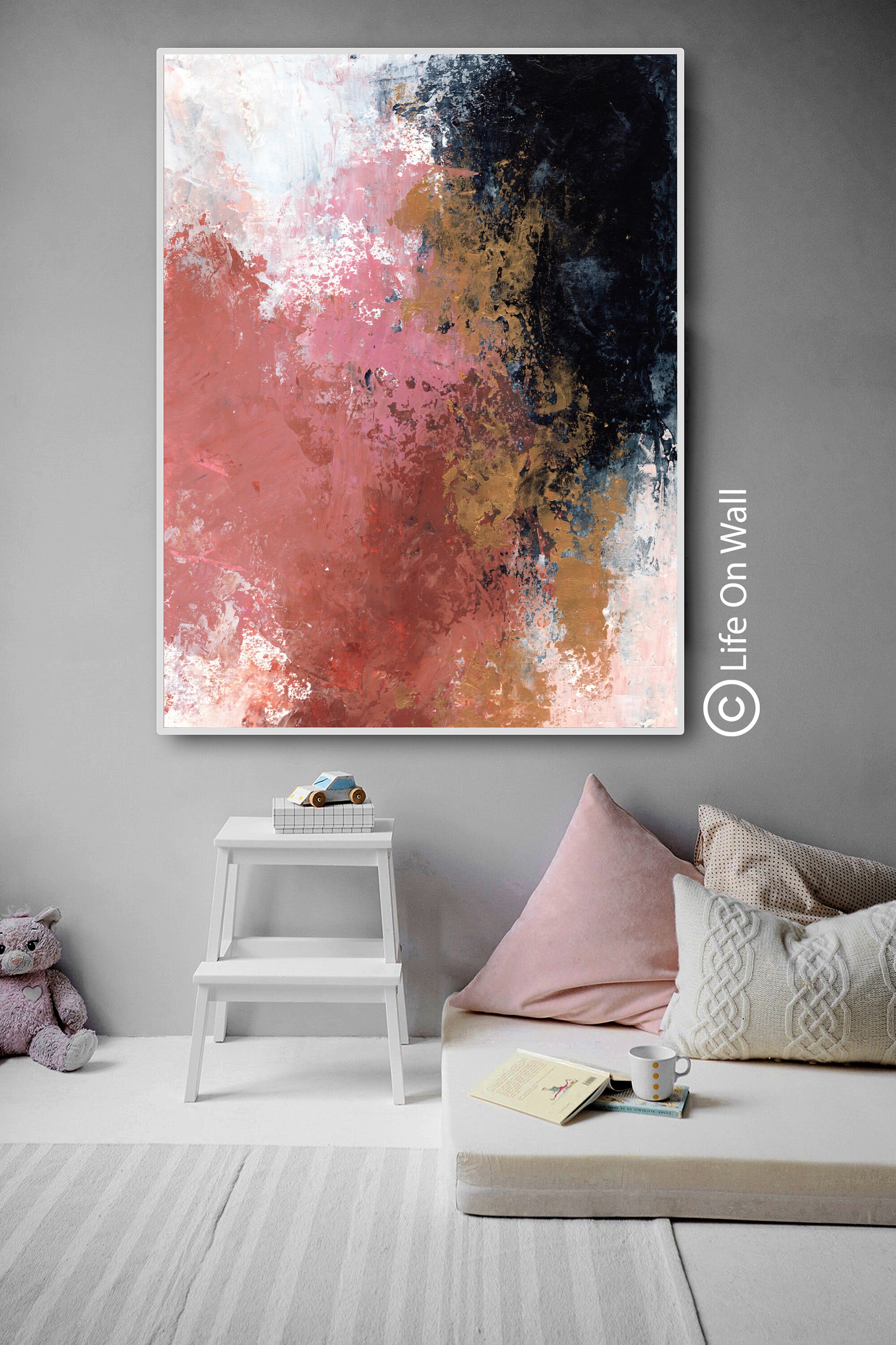 Hand Painted Original Abstract Painting brown peach ochre | Etsy