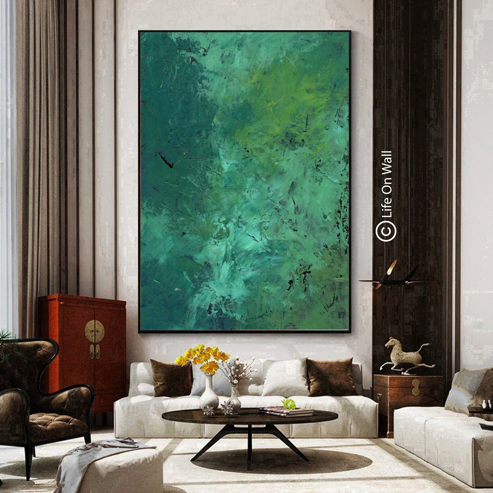 Abstract Painting Green / Shades of Green Abstract Art - Etsy