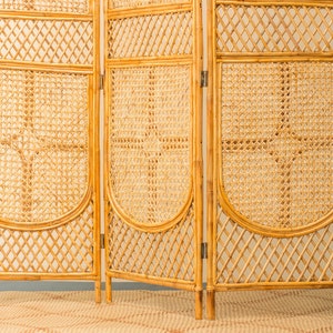 Bed Headboard, Handcrafted Rattan Partition, 3 Fold Rattan Room Divider ...