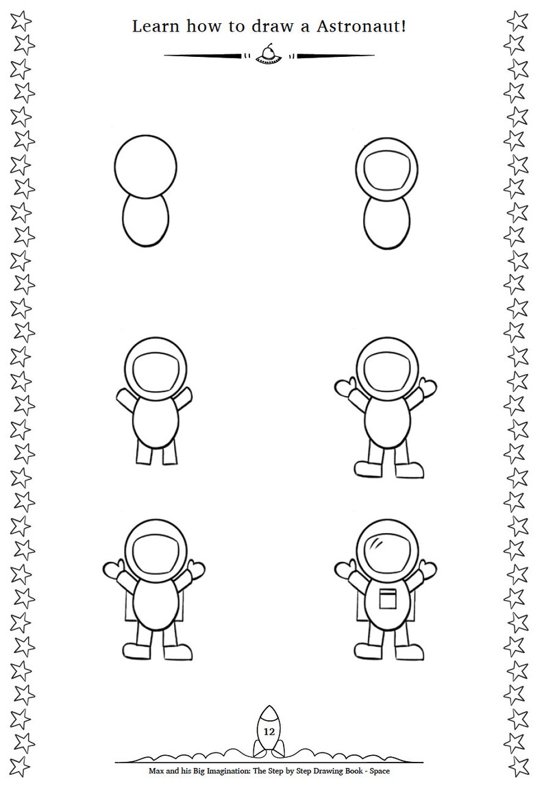 Step-by-step How to Draw Space for Kids – Digital Download – Easy ...