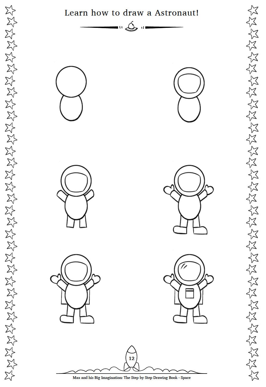 Step-by-step How to Draw Space for Kids – Digital Download – Easy ...