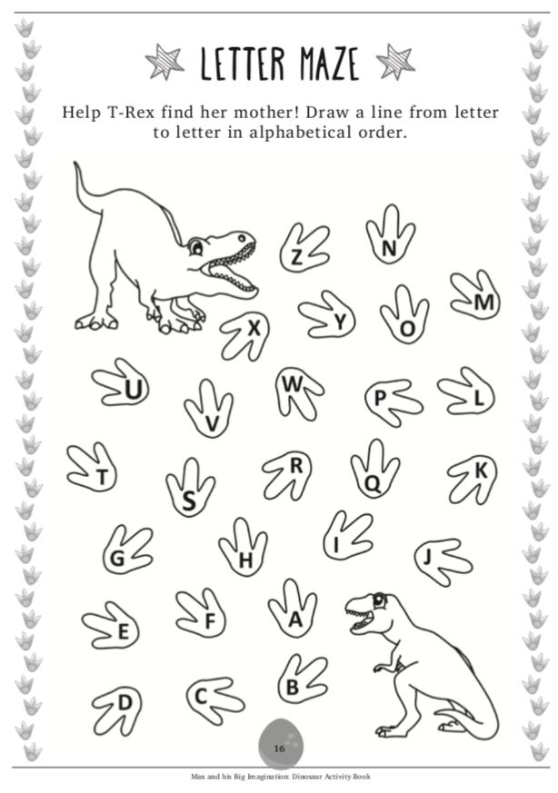 Dinosaur Activity and Colouring Book – Digital Download for Kids – Fun ...