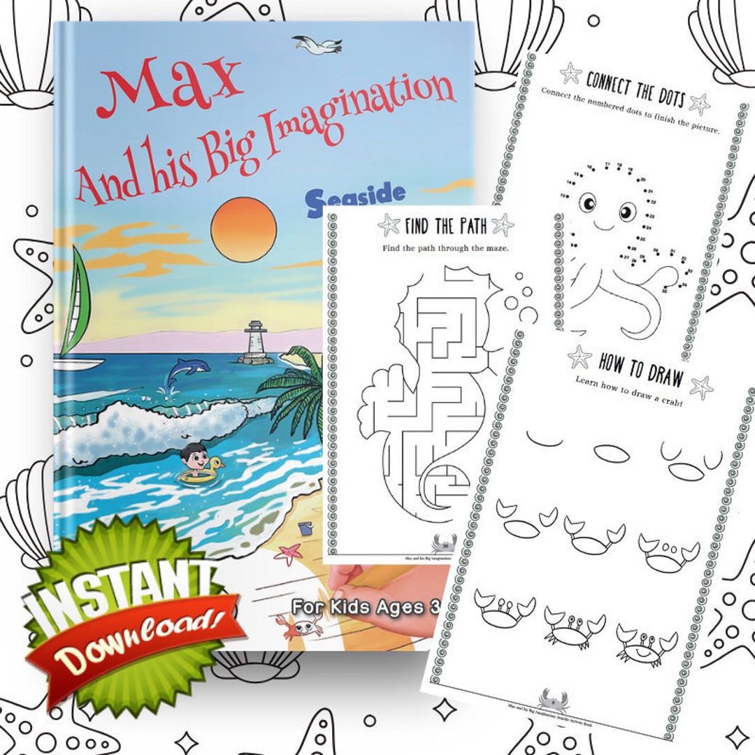 Seaside Activity and Colouring Book – Digital Download for Kids – Fun ...