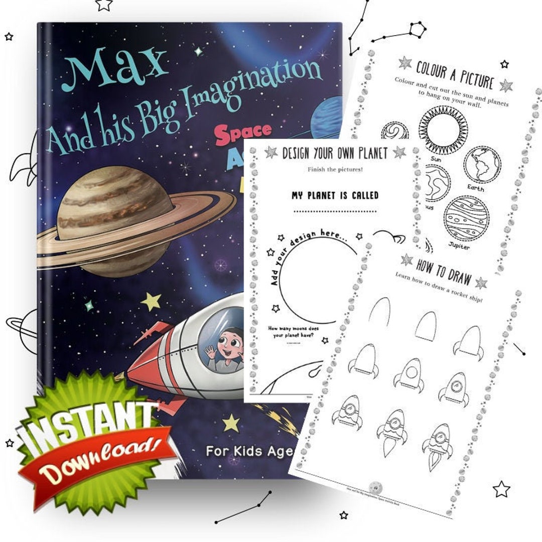 Space Activity and Colouring Book – Digital Download for Kids – Fun and ...