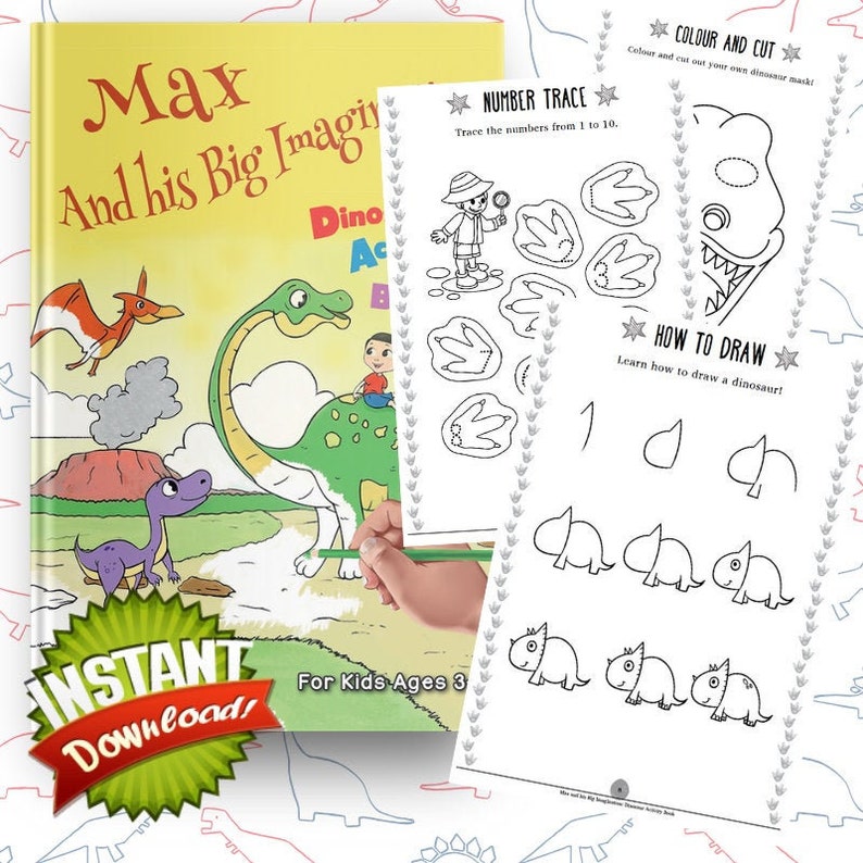 Dinosaur Activity and Coloring Book – Educational Dino Fun (digital ...