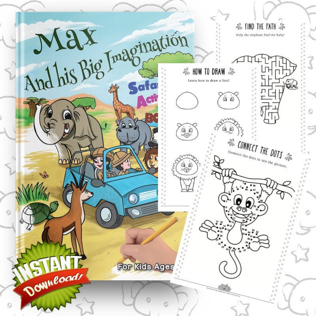 Safari Activity Book – Kids' Colouring Pages, Puzzles (digital Download ...