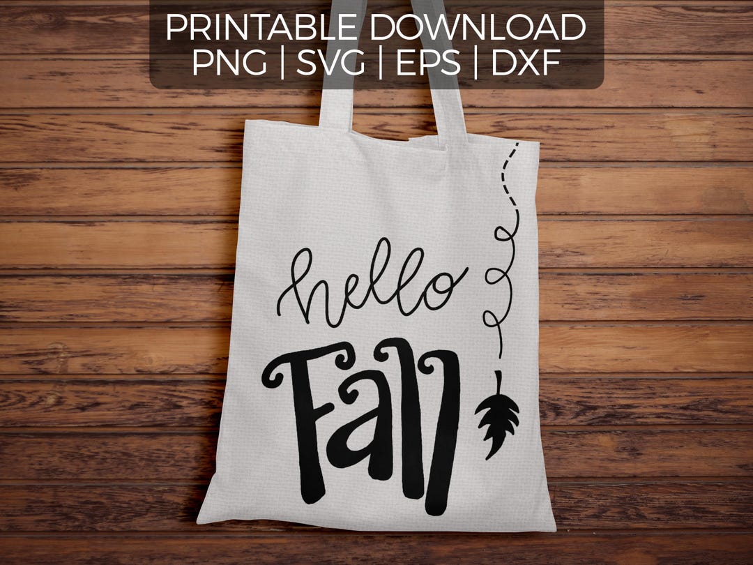 Hello Fall Falling Leaf, Svg Eps Dxf Png. Hand-lettered & Drawn Design ...