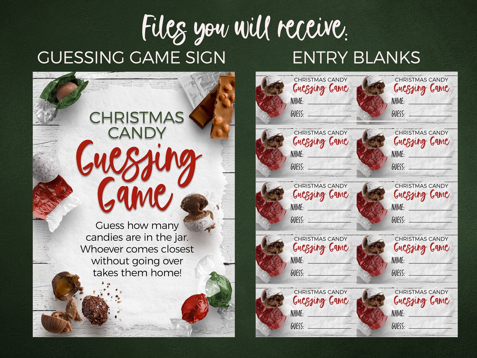 Candy Guessing Game With Entry Blanks Christmas Party Door - Etsy