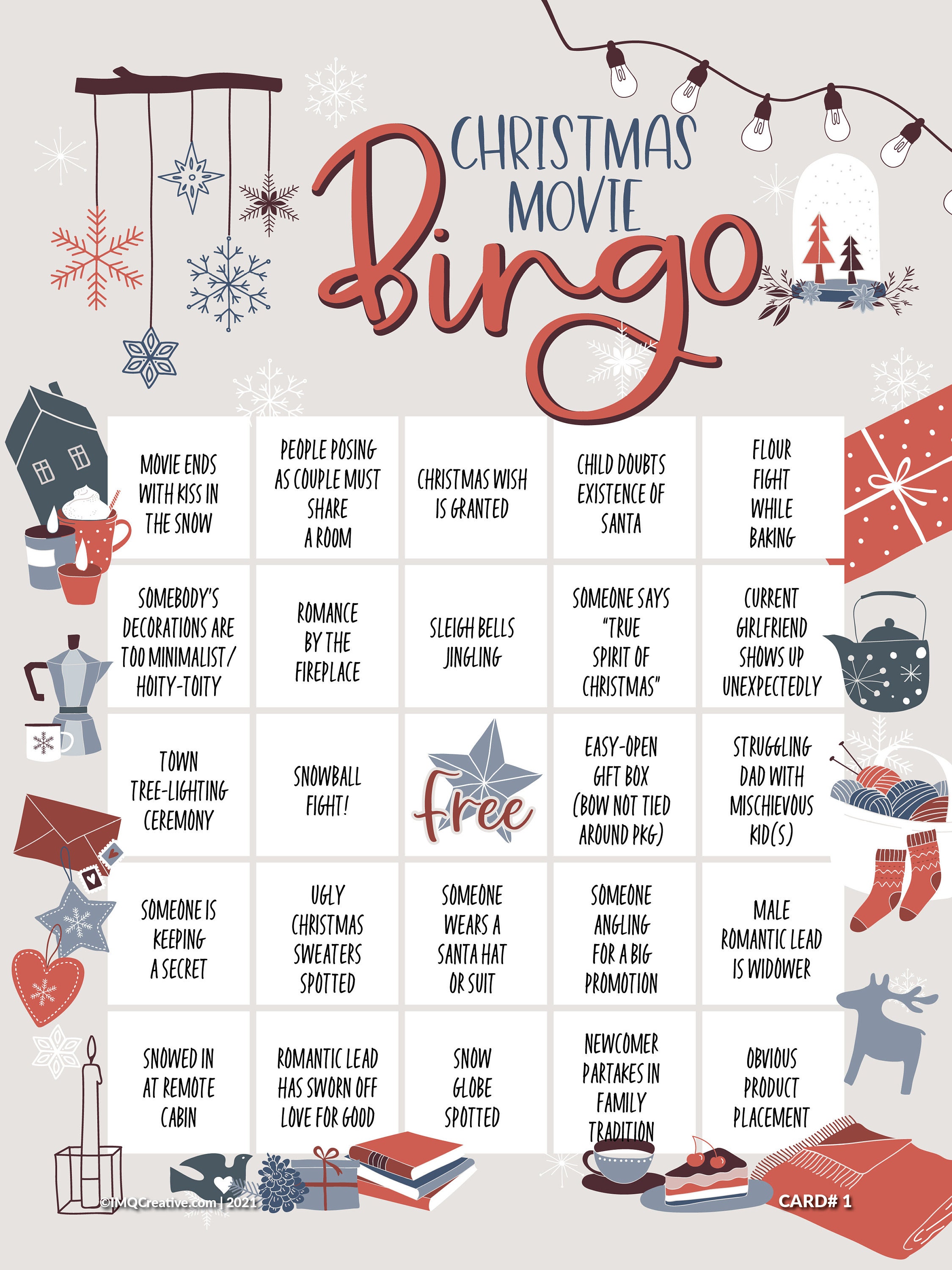 Christmas Movie Bingo Cards for the Hallmark Movie Lover! Set of 20 ...