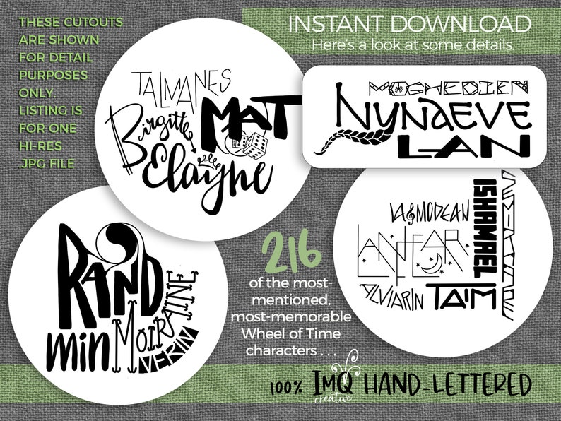 Wheel of Time Inspired Wall Art, Printable, Hand Lettering of 216 ...